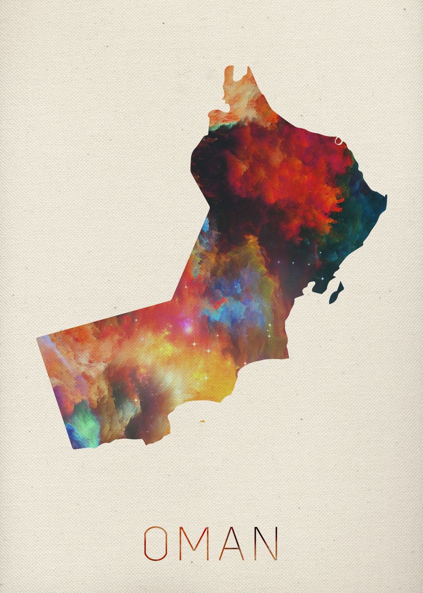 'Oman Watercolor Map' Poster, picture, metal print, paint by Design ...