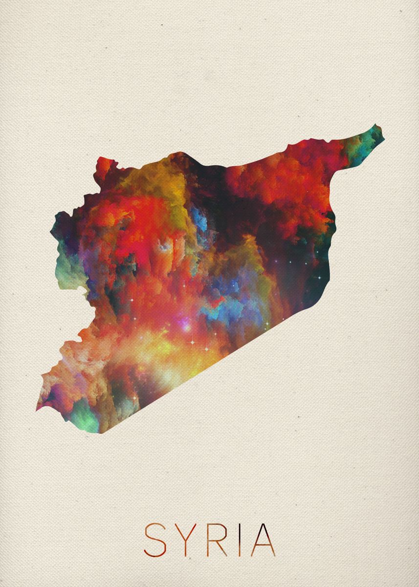 'Syria Watercolor Map' Poster, picture, metal print, paint by Design ...