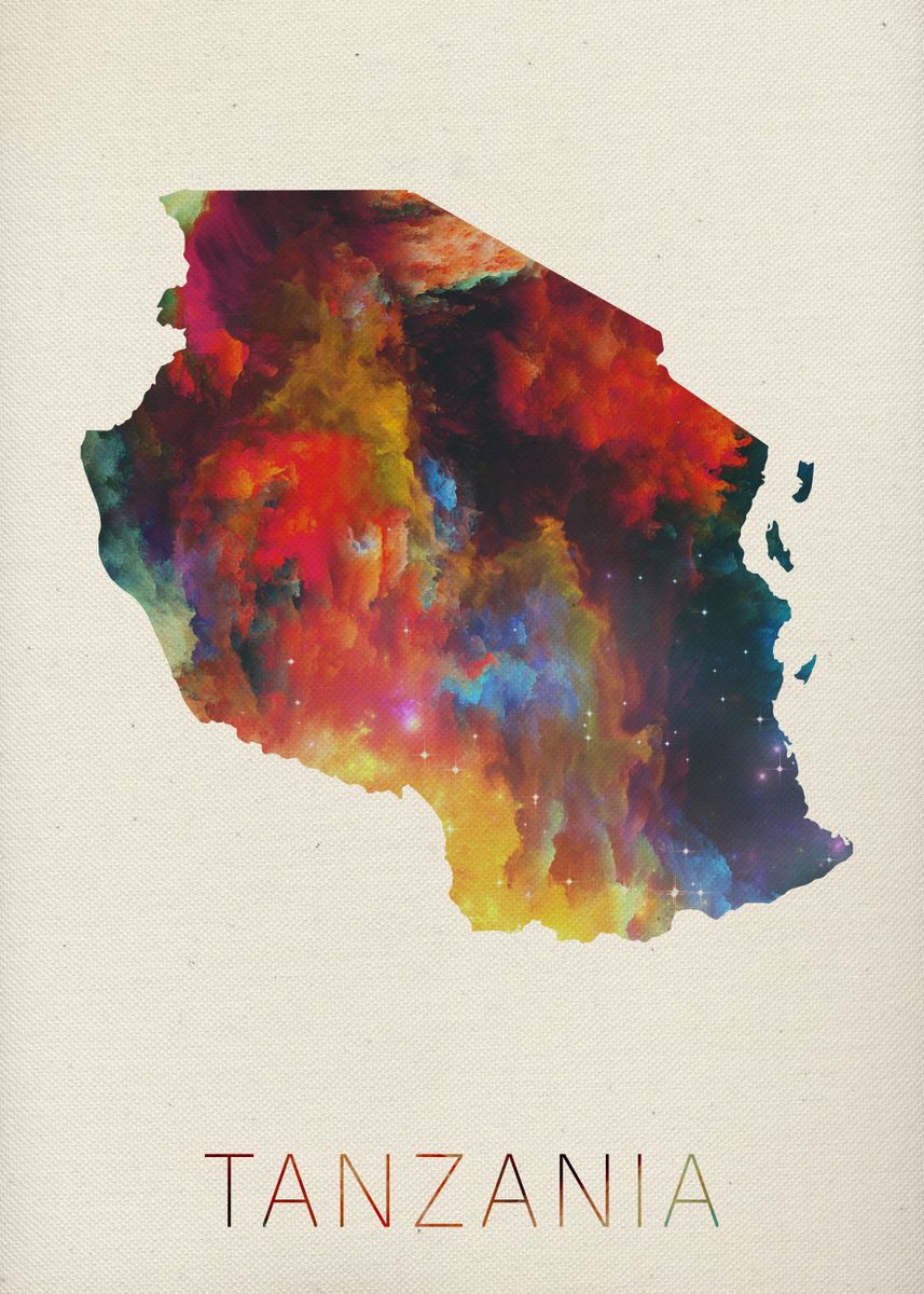 'Tanzania Watercolor Map' Poster by Design Turnpike | Displate