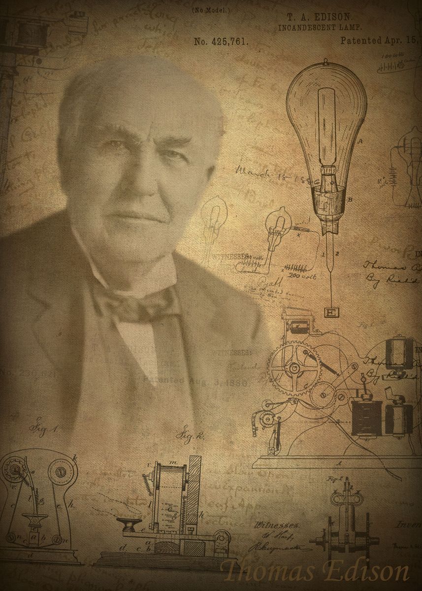 'Thomas Edison' Poster, picture, metal print, paint by KKcreative ...