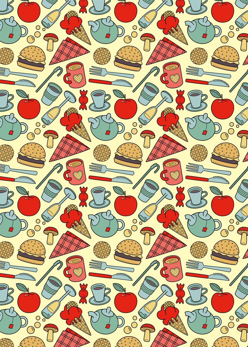 'Foodie (color)' Poster, picture, metal print, paint by freshinkstain ...