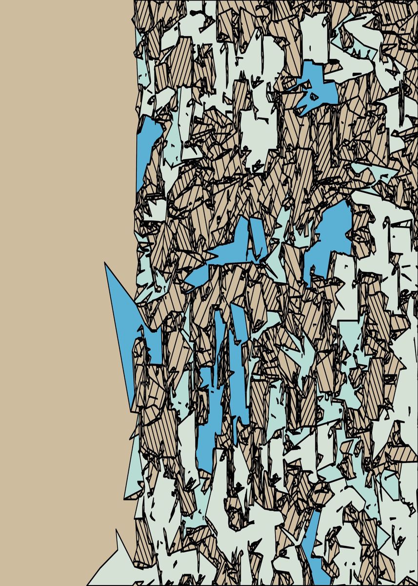 'drawing and sketching abstract in blue with brown ' Poster, picture ...