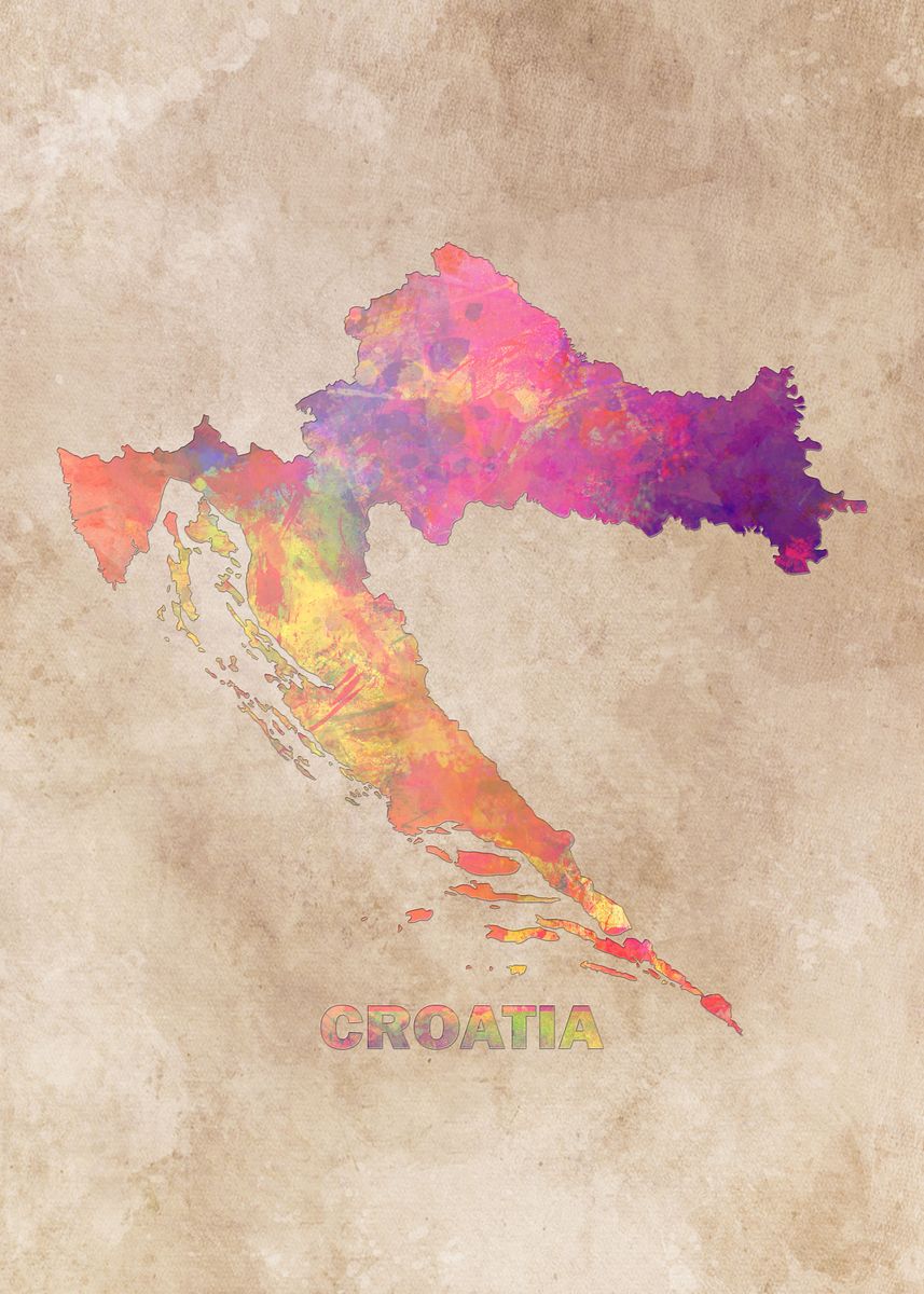 'Croatia map' Poster, picture, metal print, paint by JBJart Justyna ...