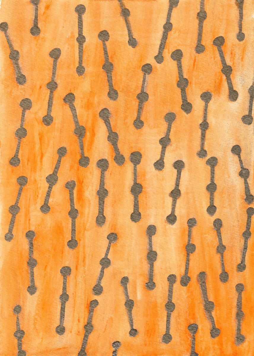 'Golden Connected Points on Orange Pattern ' Poster by Heidi Capitaine ...