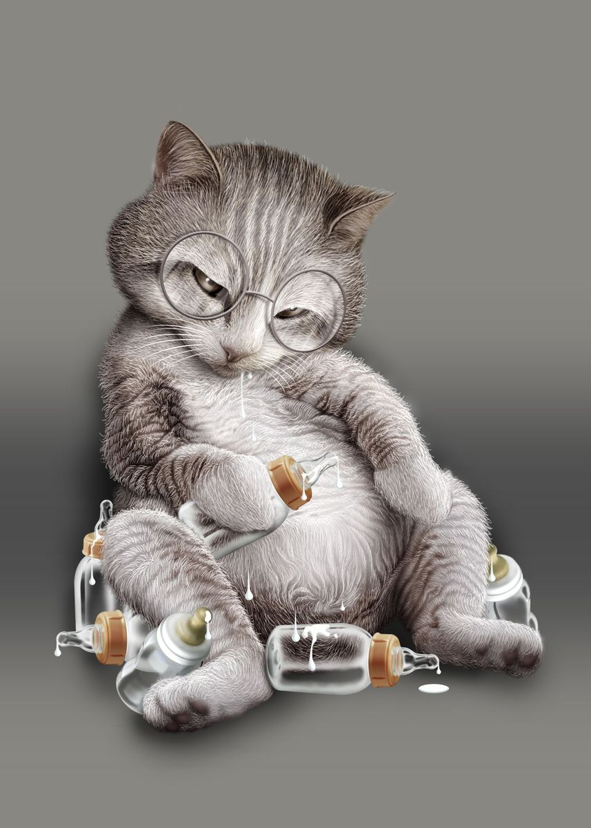 'GREEDY CAT' Poster by Adam Lawless | Displate