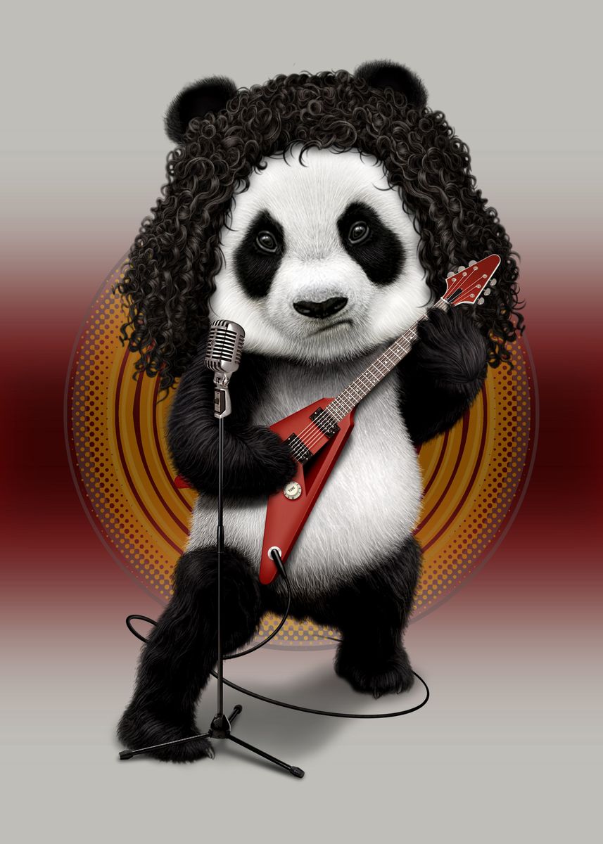 'HEAVY METAL PANDA' Poster, picture, metal print, paint by Adam Lawless ...