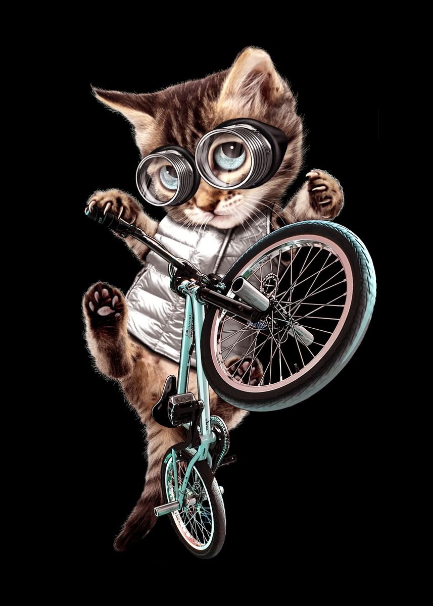 'BMX CAT' Poster, picture, metal print, paint by Adam Lawless | Displate