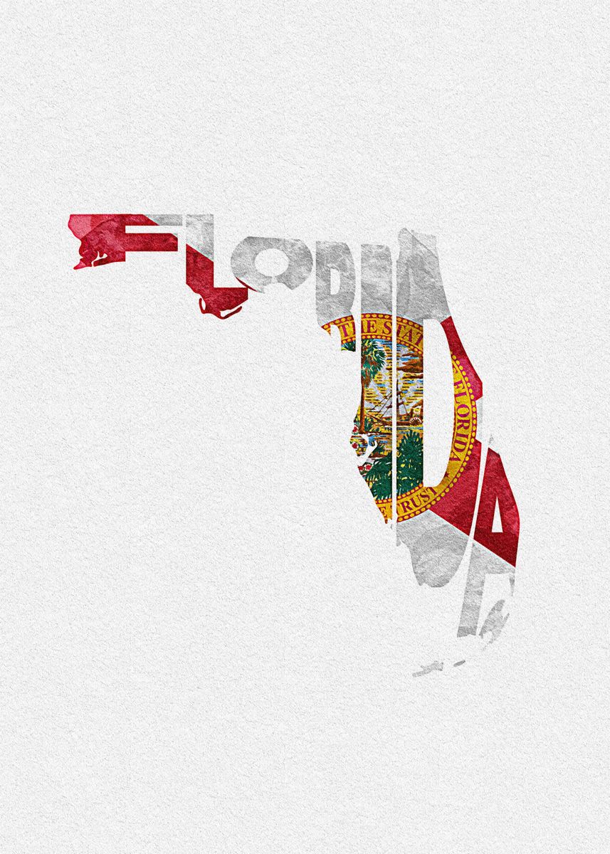 'Florida Map Flag' Poster, picture, metal print, paint by Deniz A ...