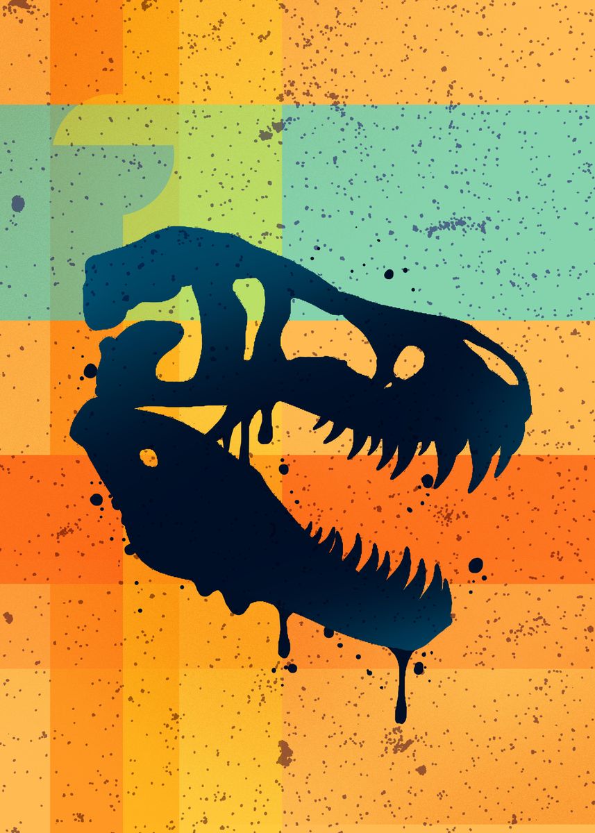 'T-rex Patchwork' Poster, picture, metal print, paint by Q Artwork ...
