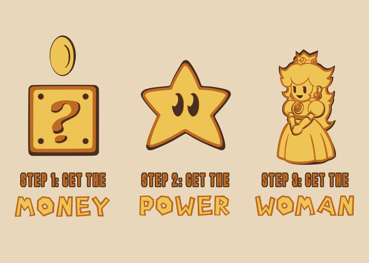 'Mario Life Goals' Poster by John Lucke Designs | Displate