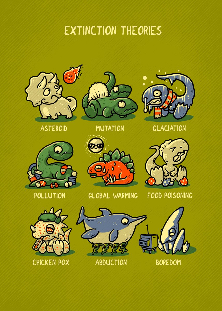 'Extinction Theories' Poster, picture, metal print, paint by Q Artwork ...