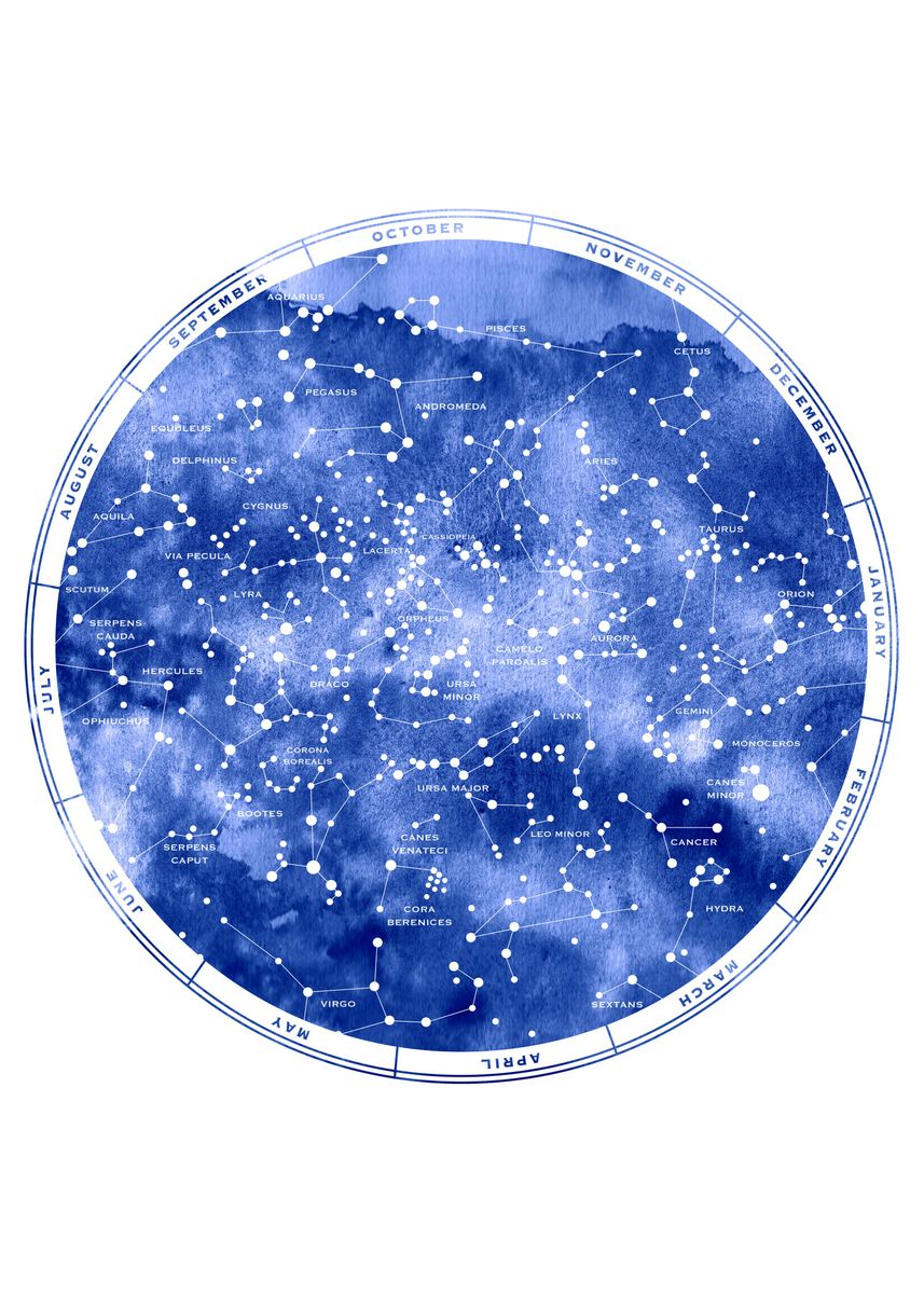 'Northern Star Map' Poster, picture, metal print, paint by Stevyn ...