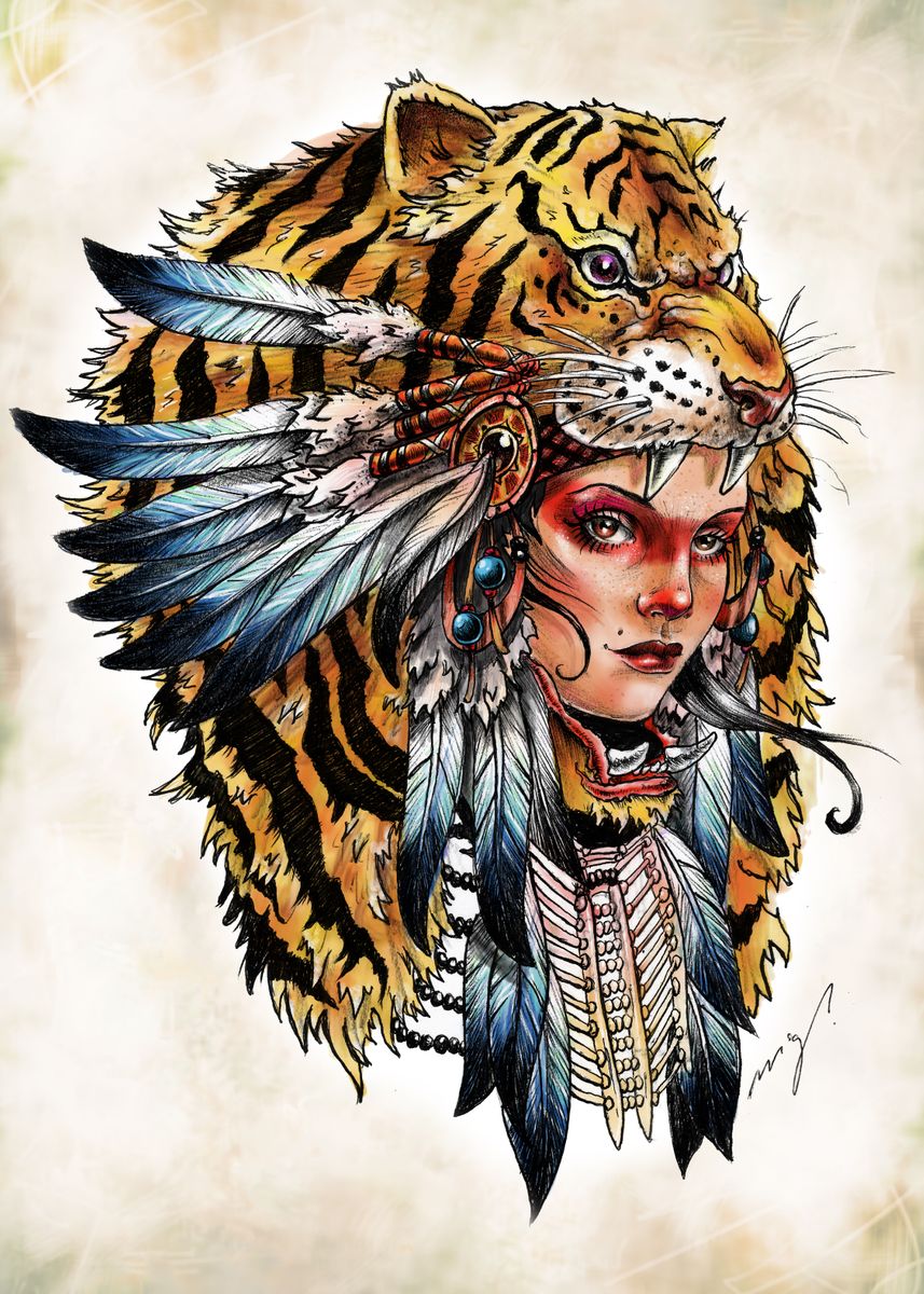 'Native ' Poster, picture, metal print, paint by migs art | Displate