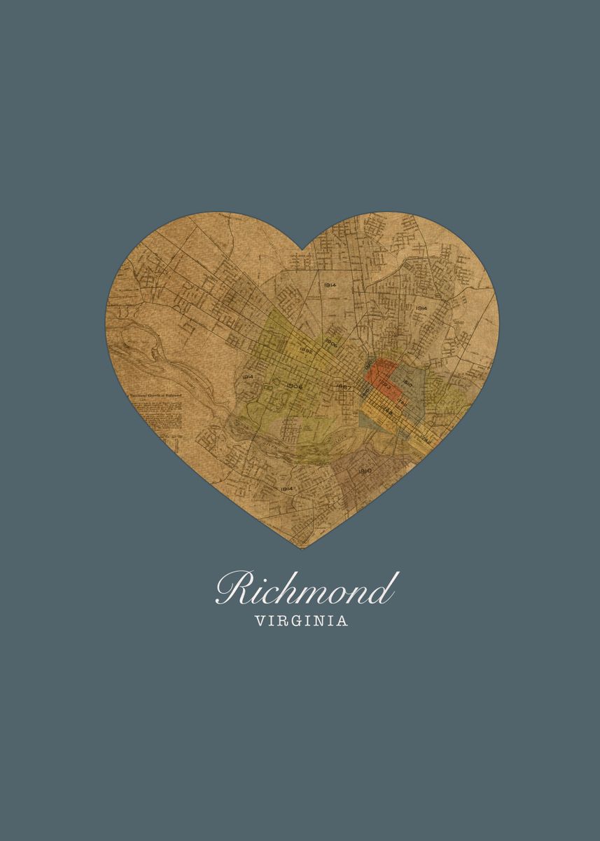 'Richmond Virginia City Street Map Love' Poster by Design Turnpike ...