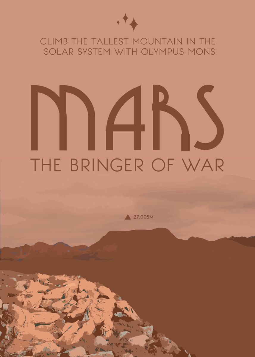 'Mars Art Deco Space Travel Poster' Poster by Bradley Brister | Displate