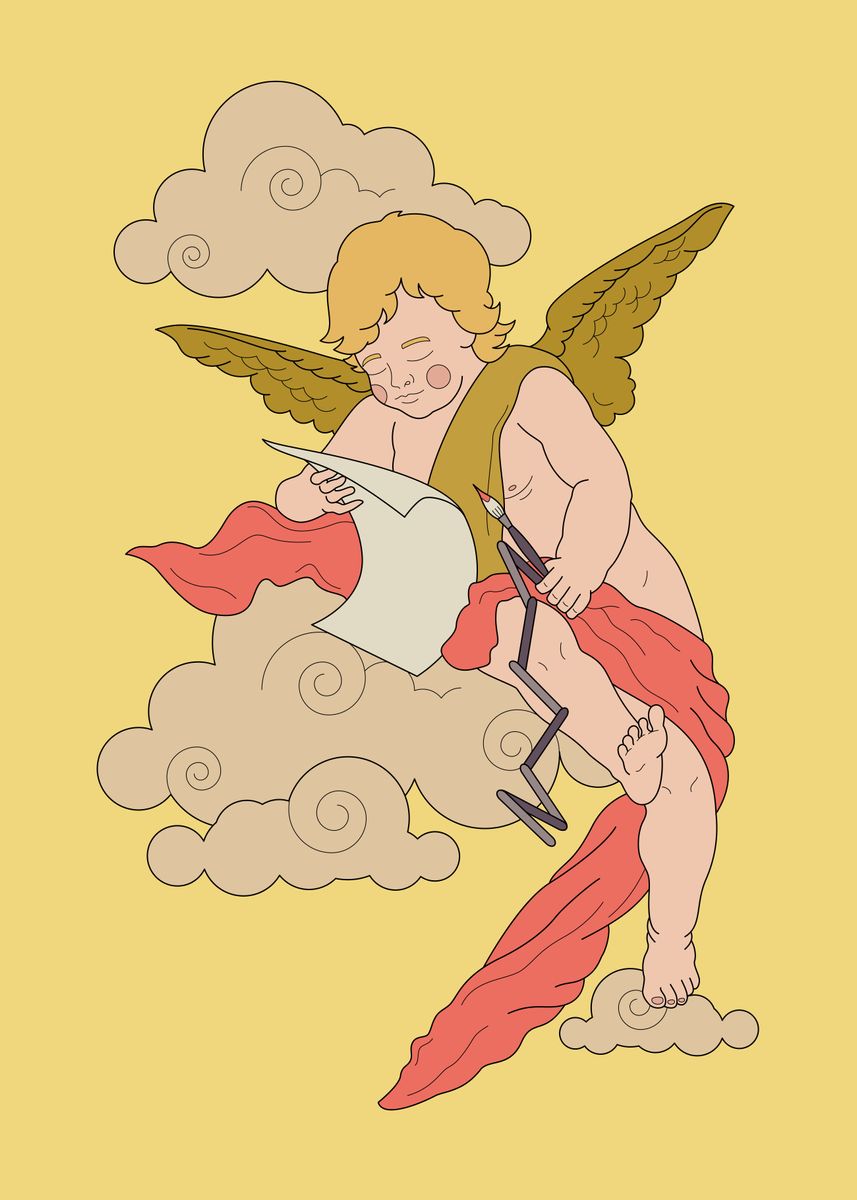 'Cherub' Poster, picture, metal print, paint by freshinkstain | Displate