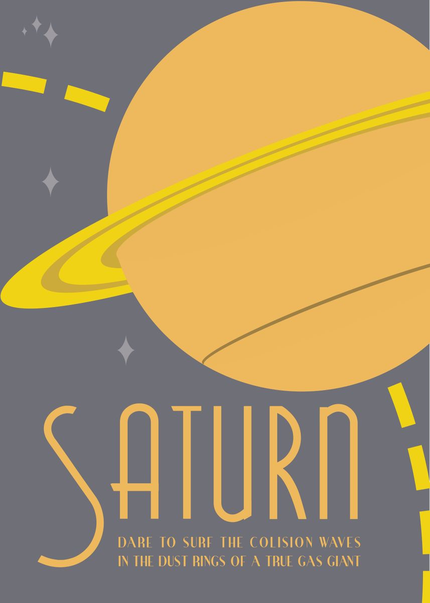 'Saturn - Vintage Space Travel Poster' Poster, picture, metal print ...