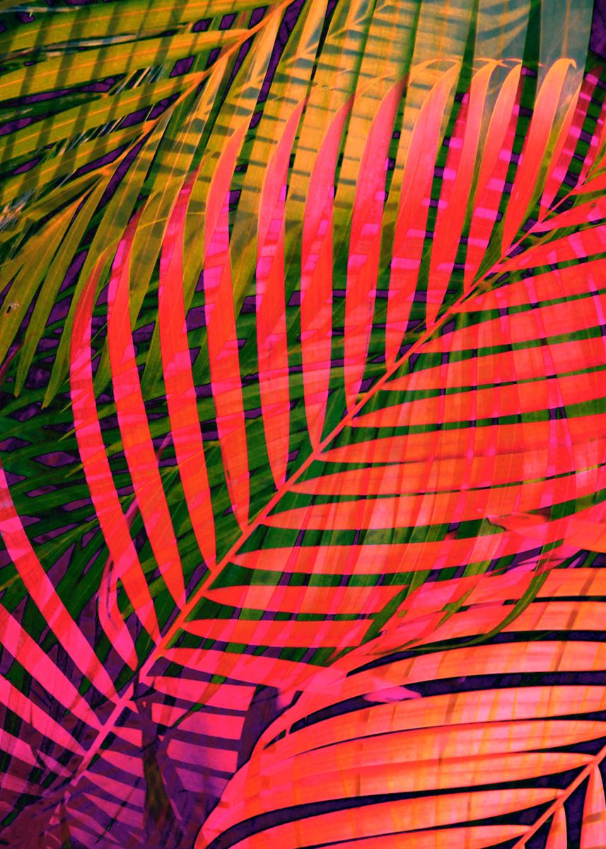 'COLORFUL TROPICAL LEAVES v4' Poster, picture, metal print, paint by ...