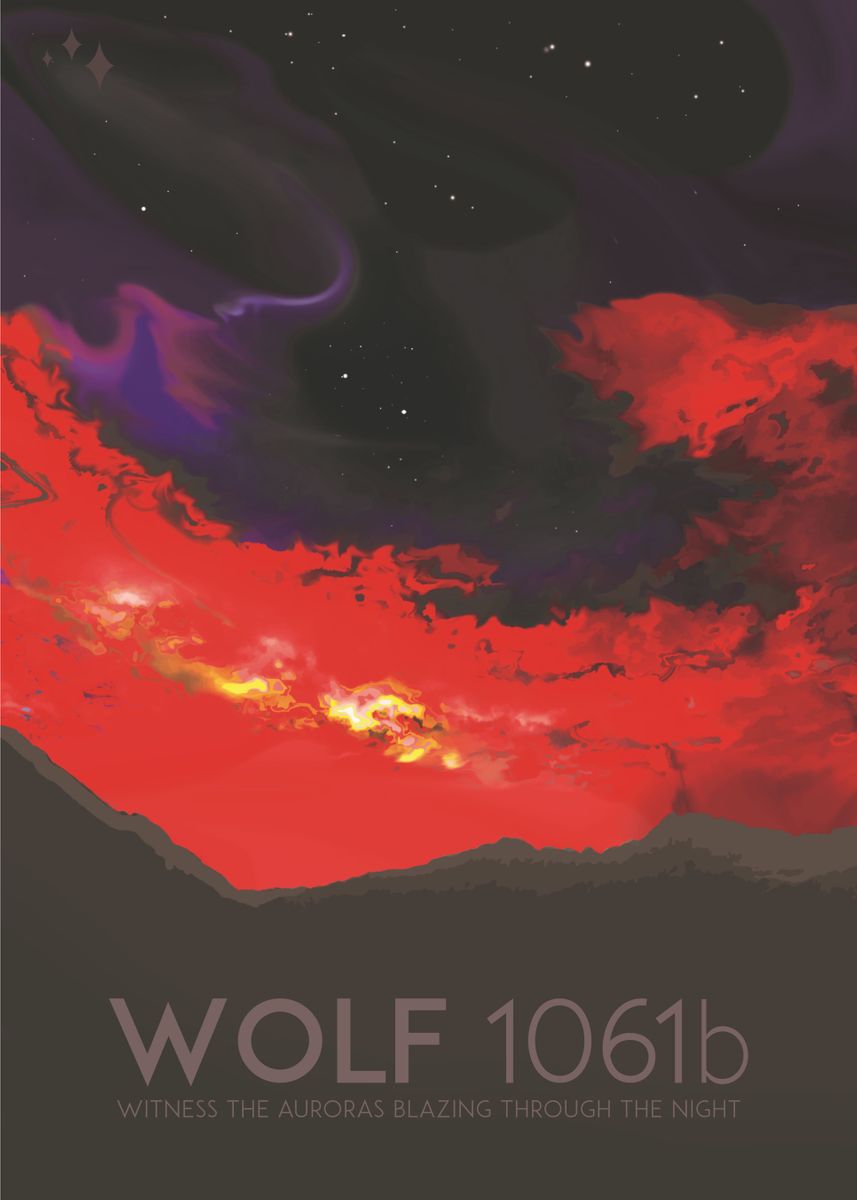 'Wolf 1061b - Vintage Space Travel Poster' Poster, picture, metal print ...