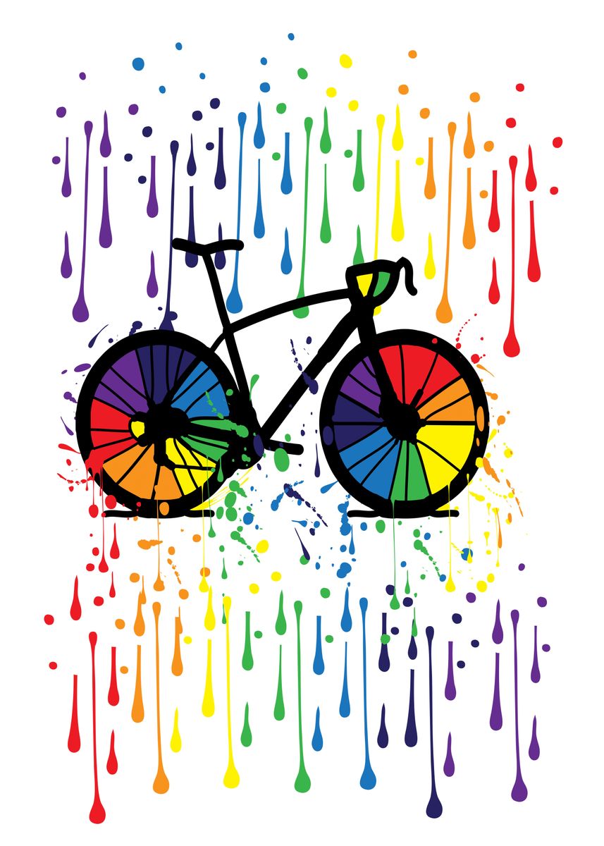 'Rainbow color bicycle' Poster, picture, metal print, paint by Cindy ...