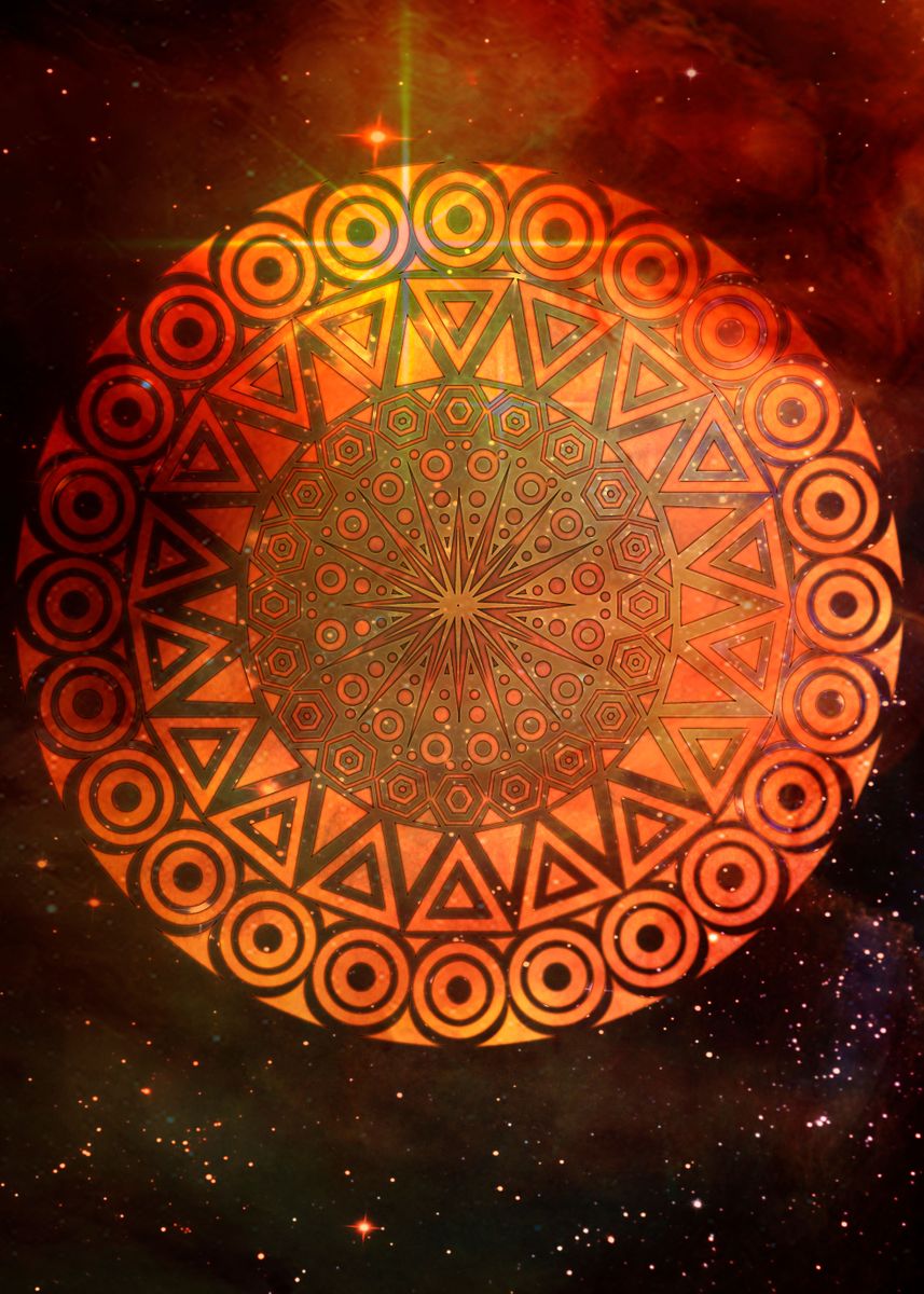 'Fire Mandala' Poster, picture, metal print, paint by MCAshe Art | Displate