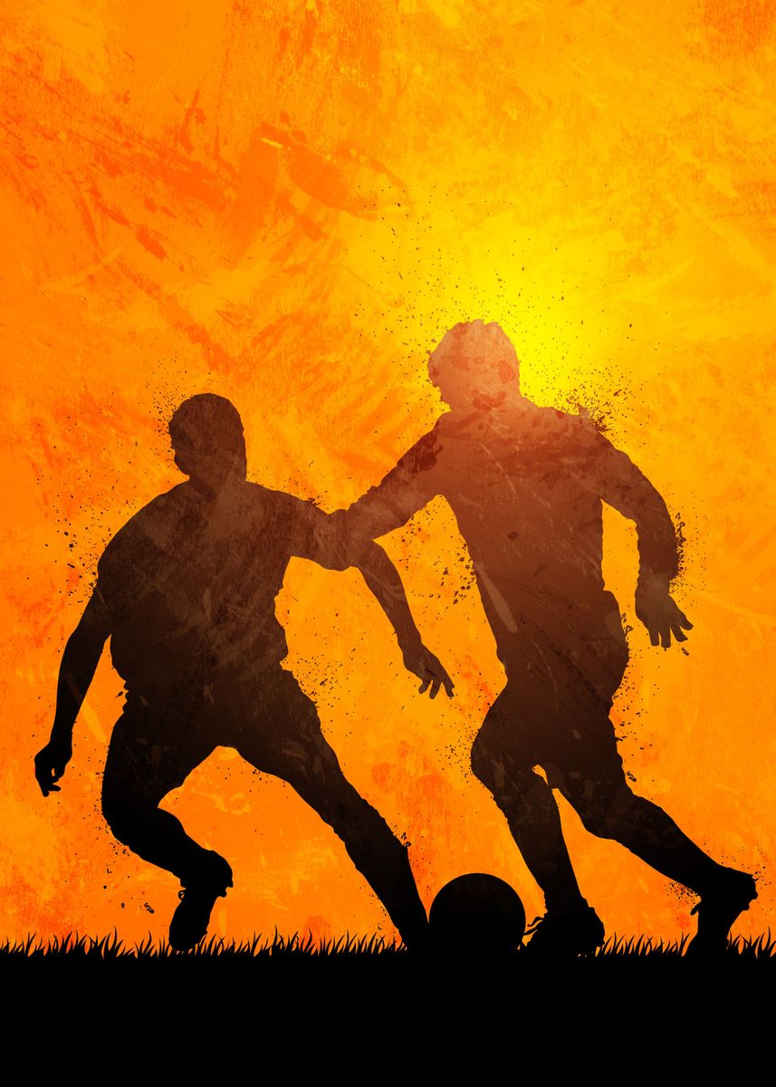 '11 Soccer Player Tackle' Poster, picture, metal print, paint by ...