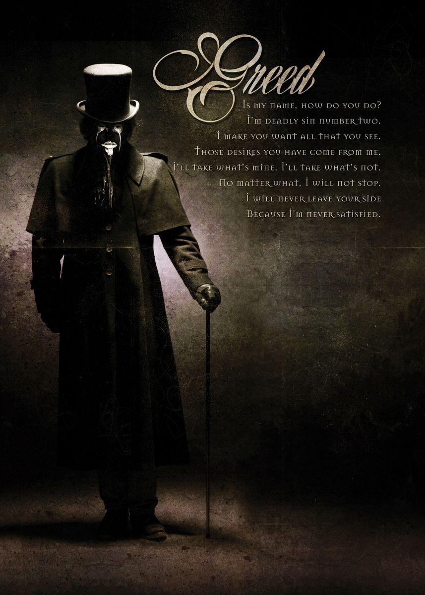 'Greed' Poster, picture, metal print, paint by Andy kendrick | Displate