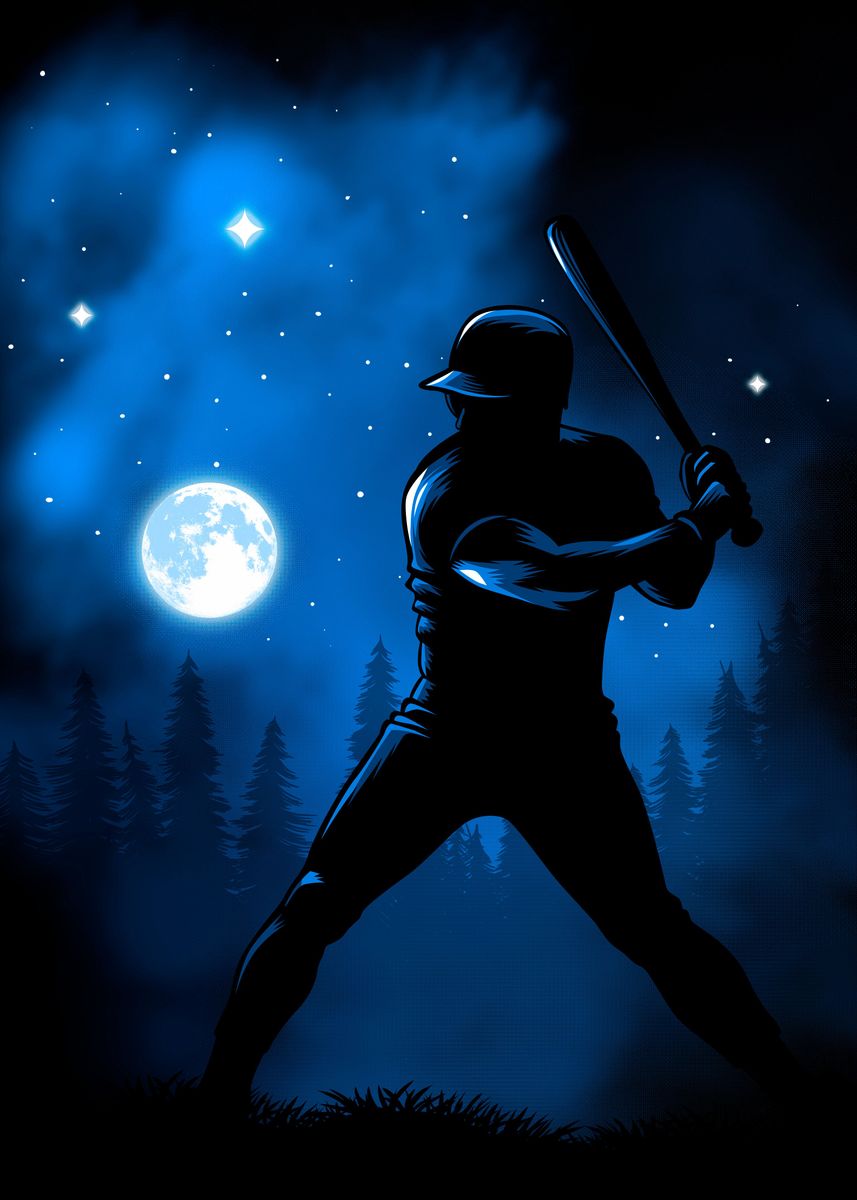 'Baseball hitting the moon' Poster, picture, metal print, paint by ...
