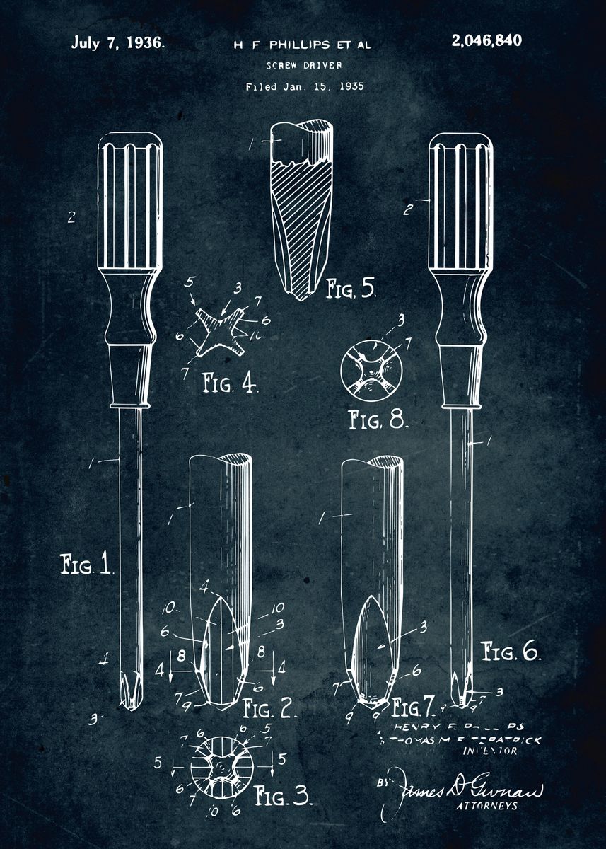 'No350 - 1935 - Screw driver' Poster, picture, metal print, paint by ...