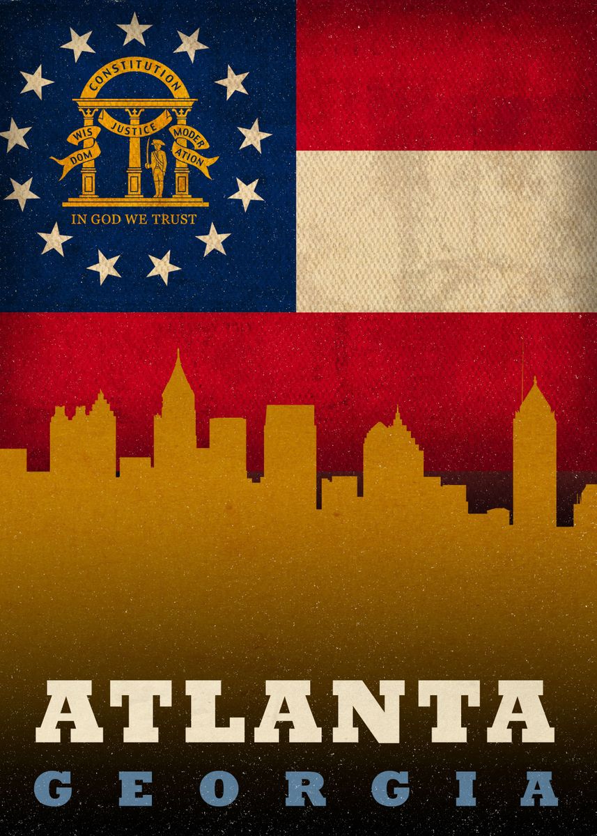 'Atlanta Georgia City Skyline State Flag' Poster, picture, metal print ...