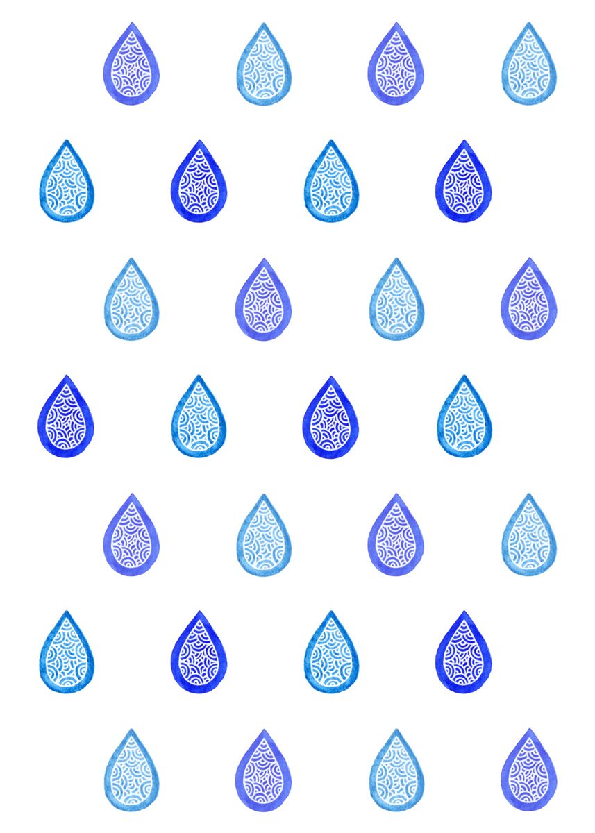 'Blue raindrops pattern' Poster by Savousépate | Displate