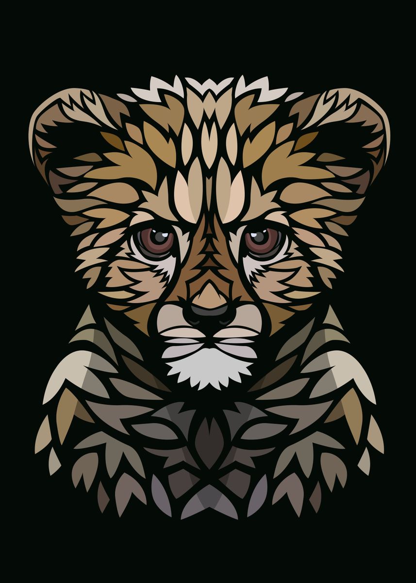 'Tribal baby gepard' Poster, picture, metal print, paint by Alberto ...