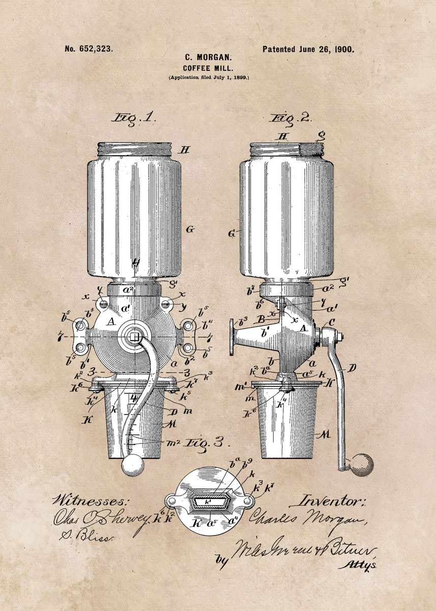 'patent art Morgan 1900 Coffee mill' Poster, picture, metal print ...