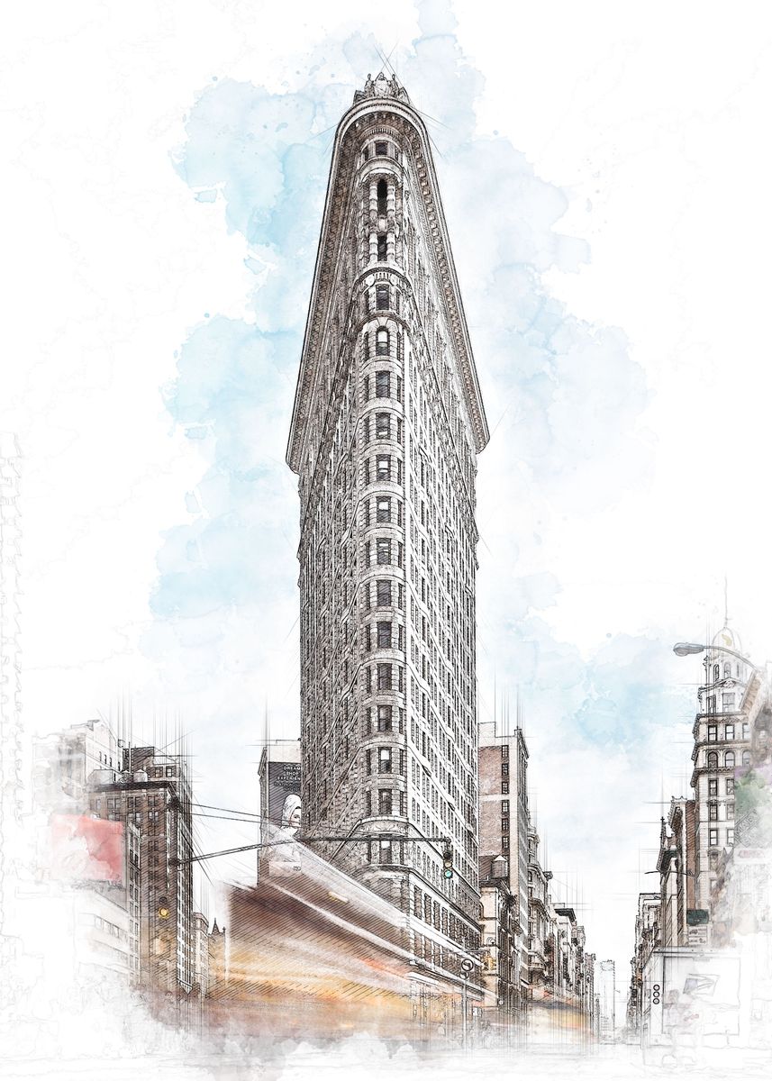 'Flatiron Building New York' Poster, picture, metal print, paint by ...