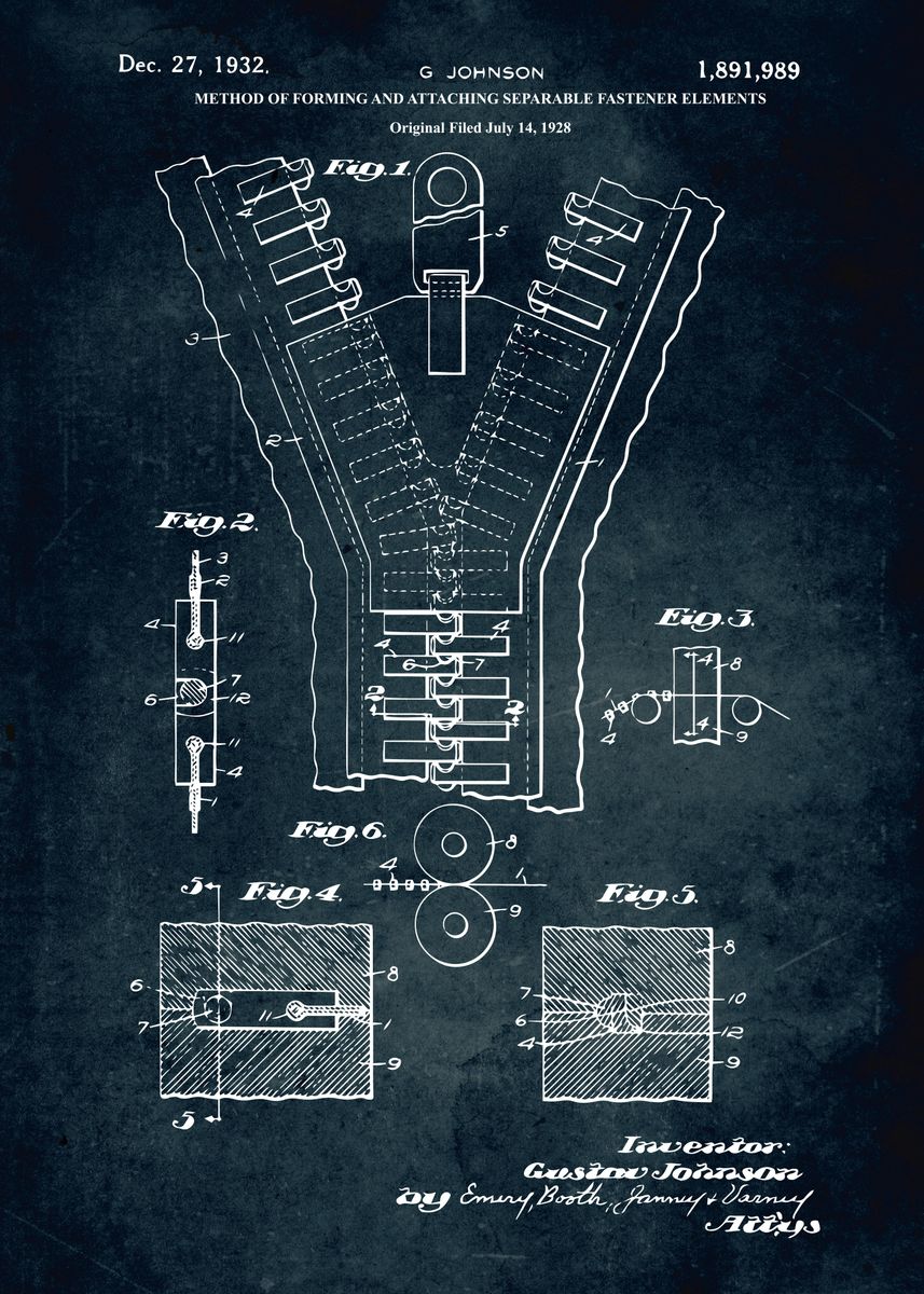 'No386 - 1932 -Method of forming separable fastener' Poster, picture ...