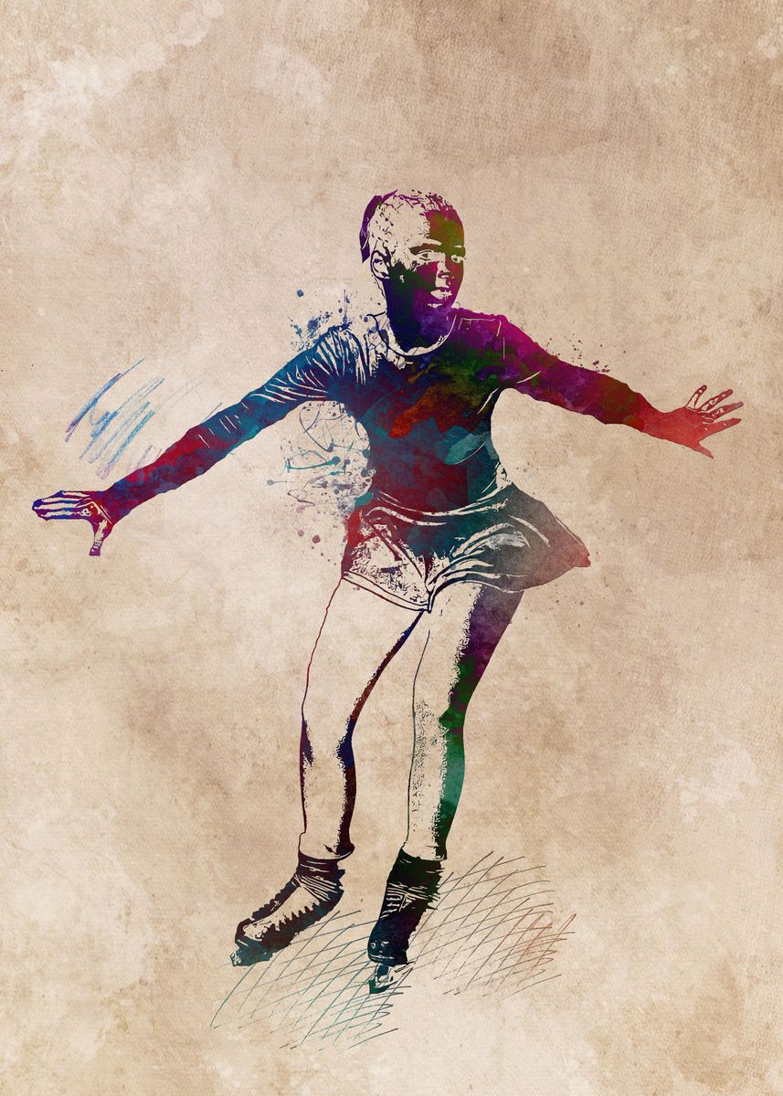 'Figure skating' Poster, picture, metal print, paint by JBJart Justyna ...