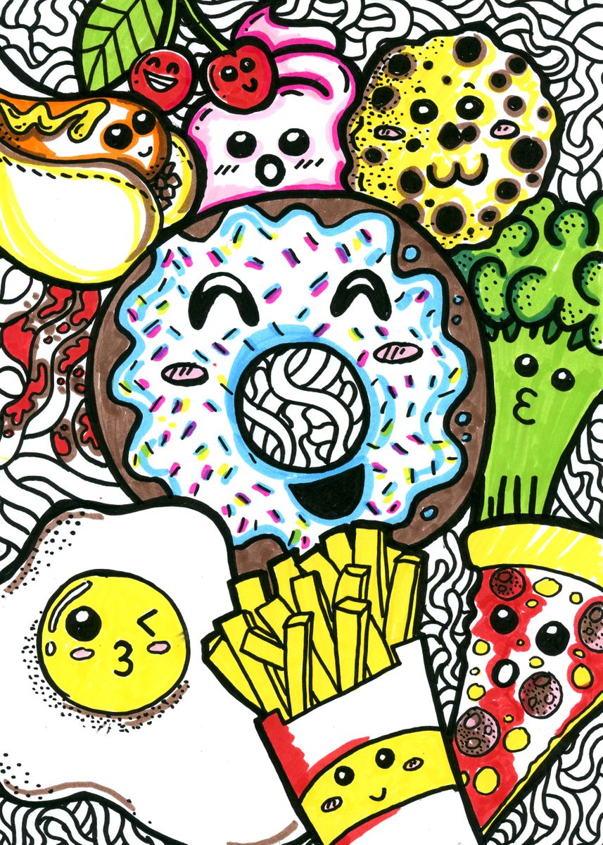 'Kawaii food' Poster, picture, metal print, paint by Doodlina Art ...