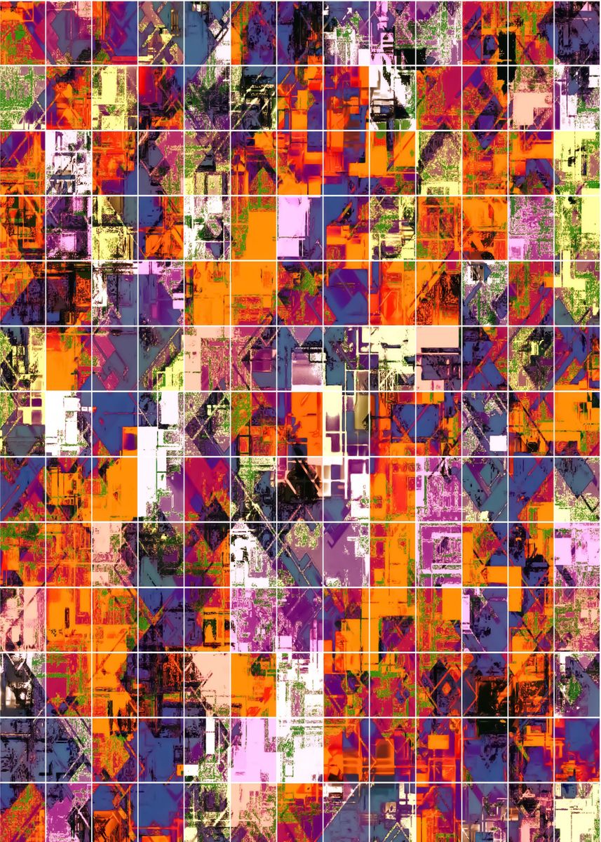 'psychedelic geometric square pattern painting abst' Poster, picture ...