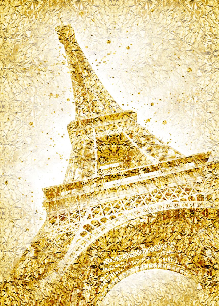 'Golden EIFFEL TOWER' Poster by Melanie Viola | Displate
