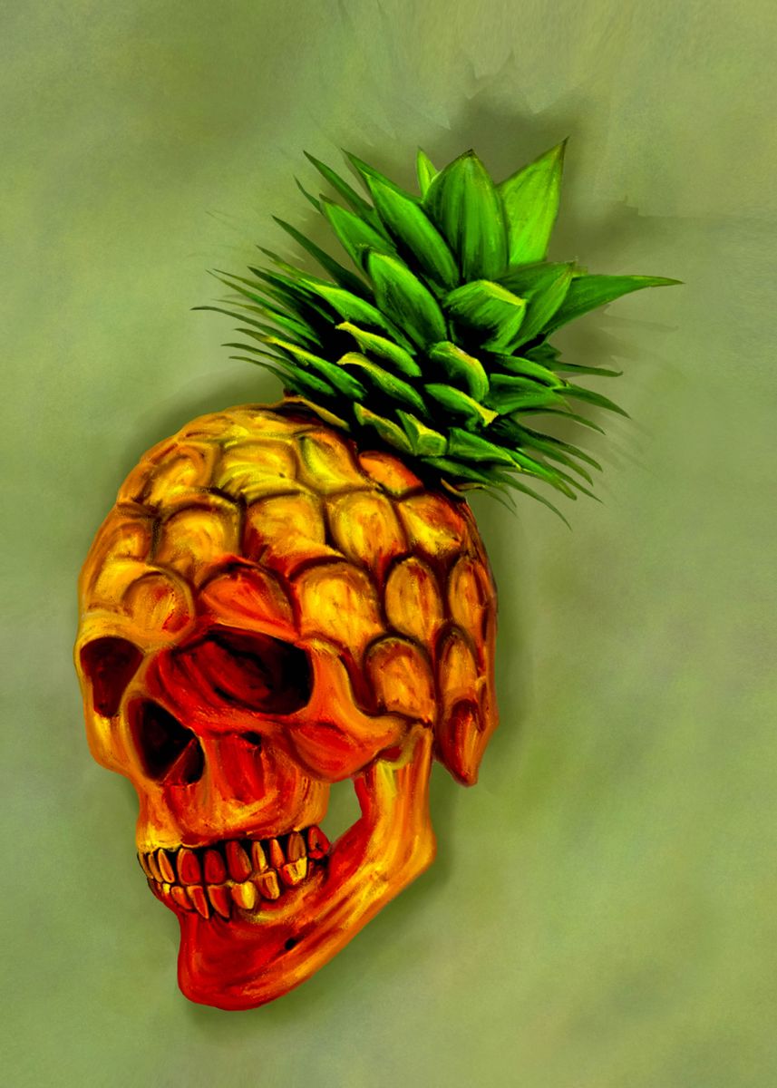 'Pineapple Skull' Poster, picture, metal print, paint by Felipe Navega ...