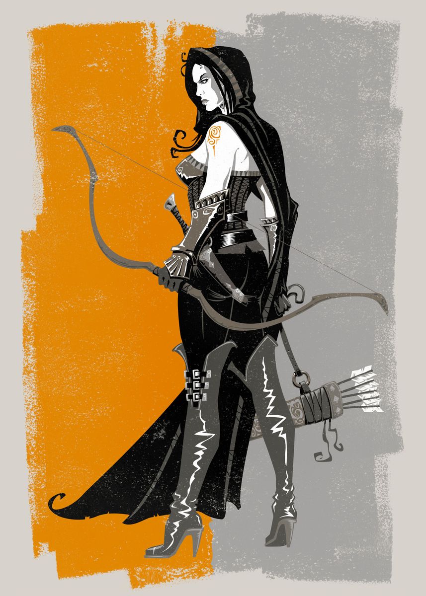 'Female Cloaked Archer' Poster by Richard Barnes | Displate