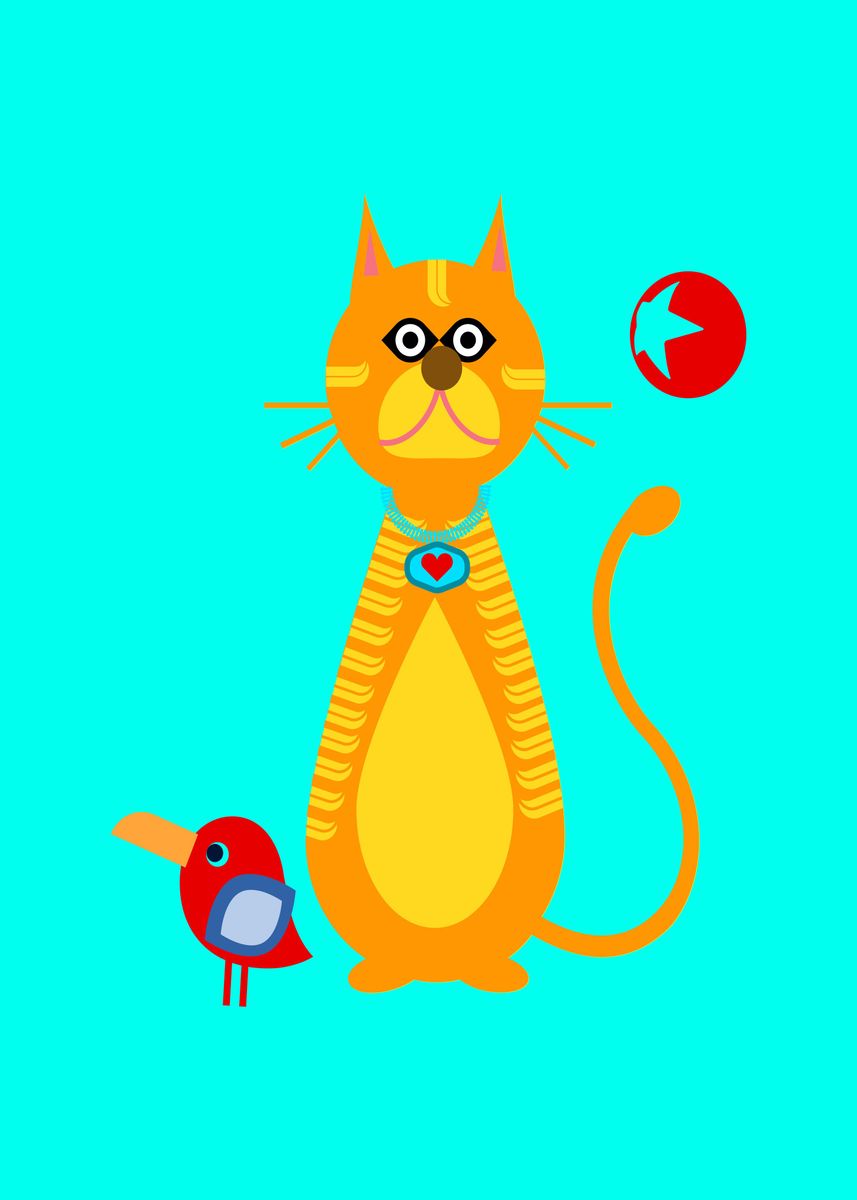 'Mr. Cat' Poster, picture, metal print, paint by Heaven Seven | Displate