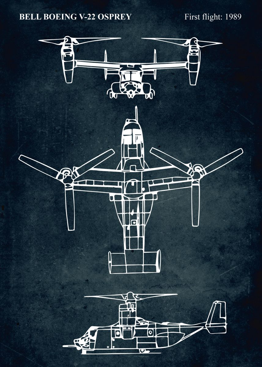 'No002 - BELL BOEING V-22 OSPREY -First flight 1989' Poster, picture ...