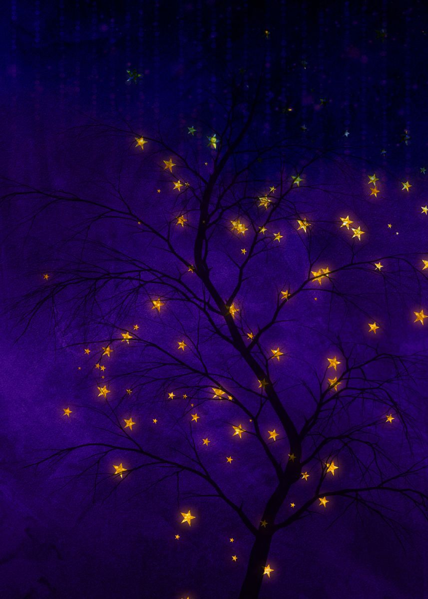 'Starry tree' Poster, picture, metal print, paint by Haroulita kav ...