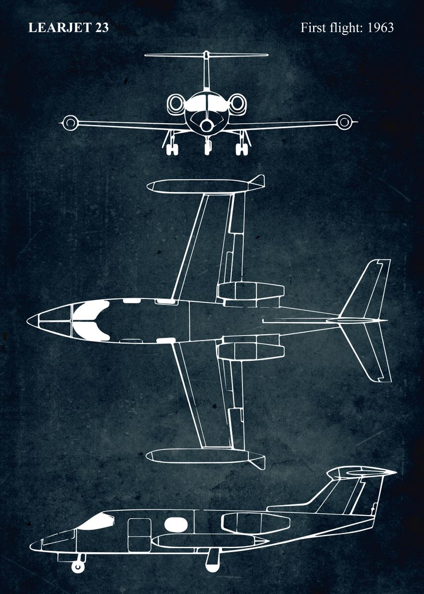 'No015 - LEARJET 23 - First flight 1963' Poster, picture, metal print ...
