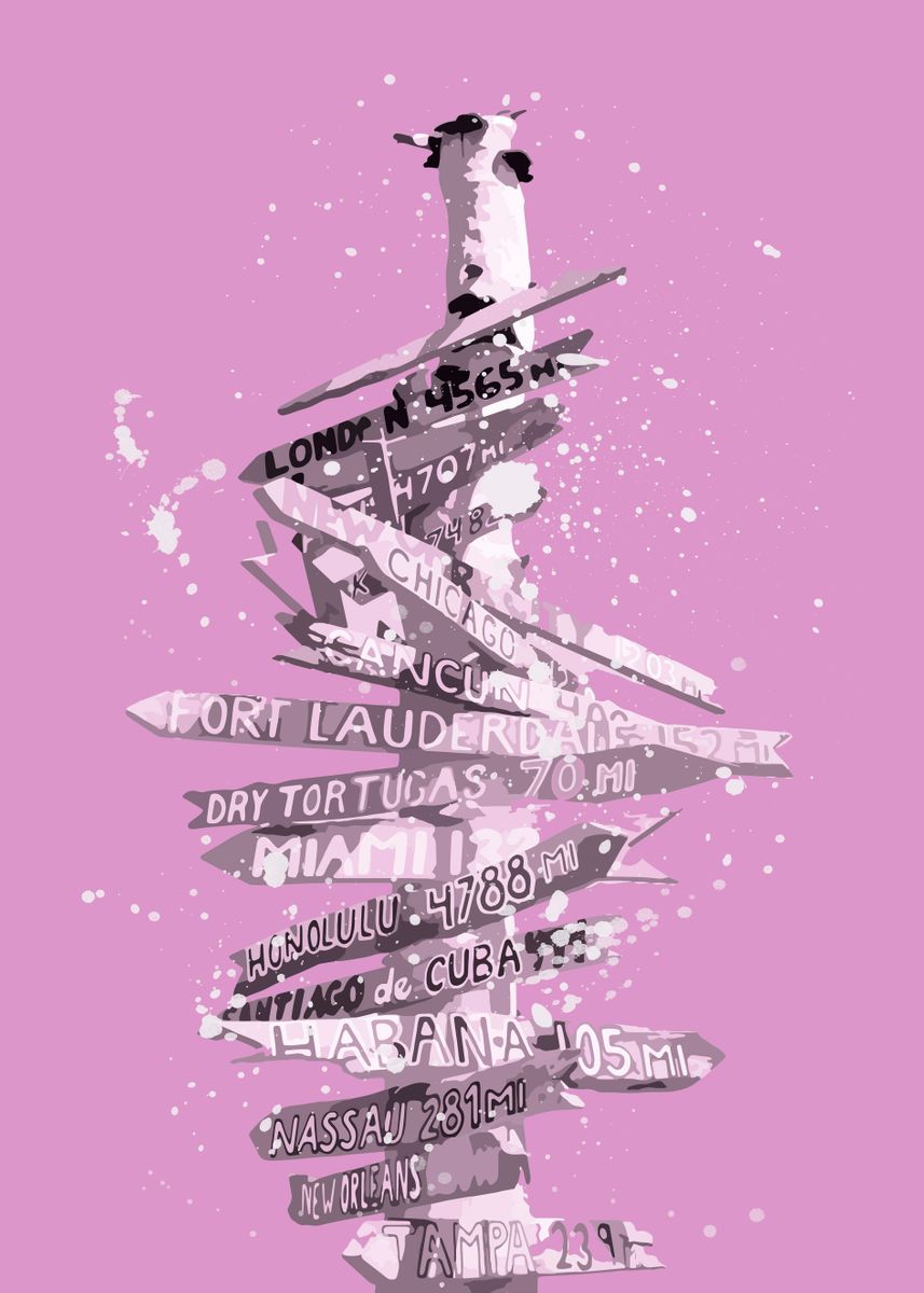'Graphic Art SIGNPOST pink' Poster, picture, metal print, paint by ...