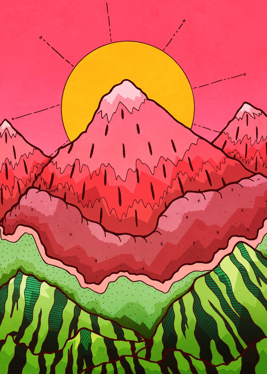 'A watermelon landscape' Poster by Steve Wade | Displate