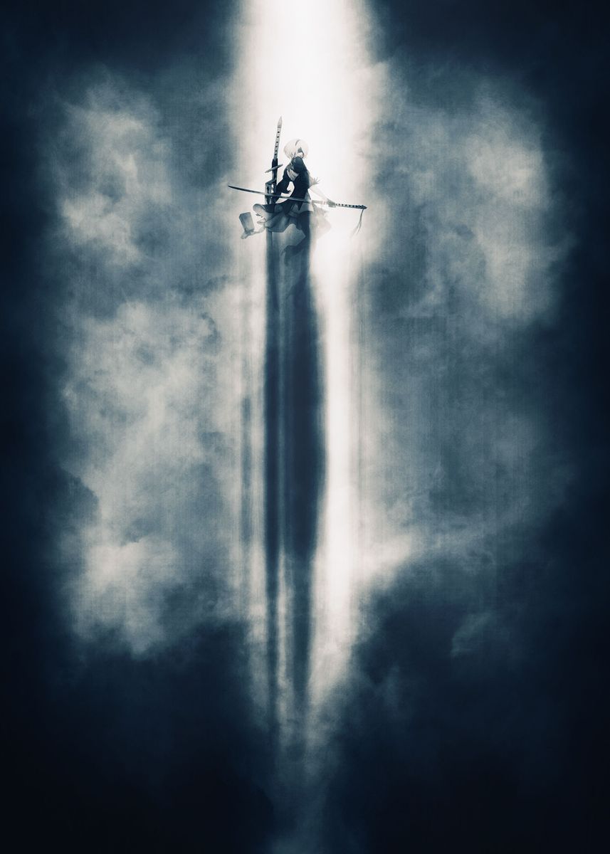 'Nier Automata / Flying' Poster, picture, metal print, paint by Gab ...