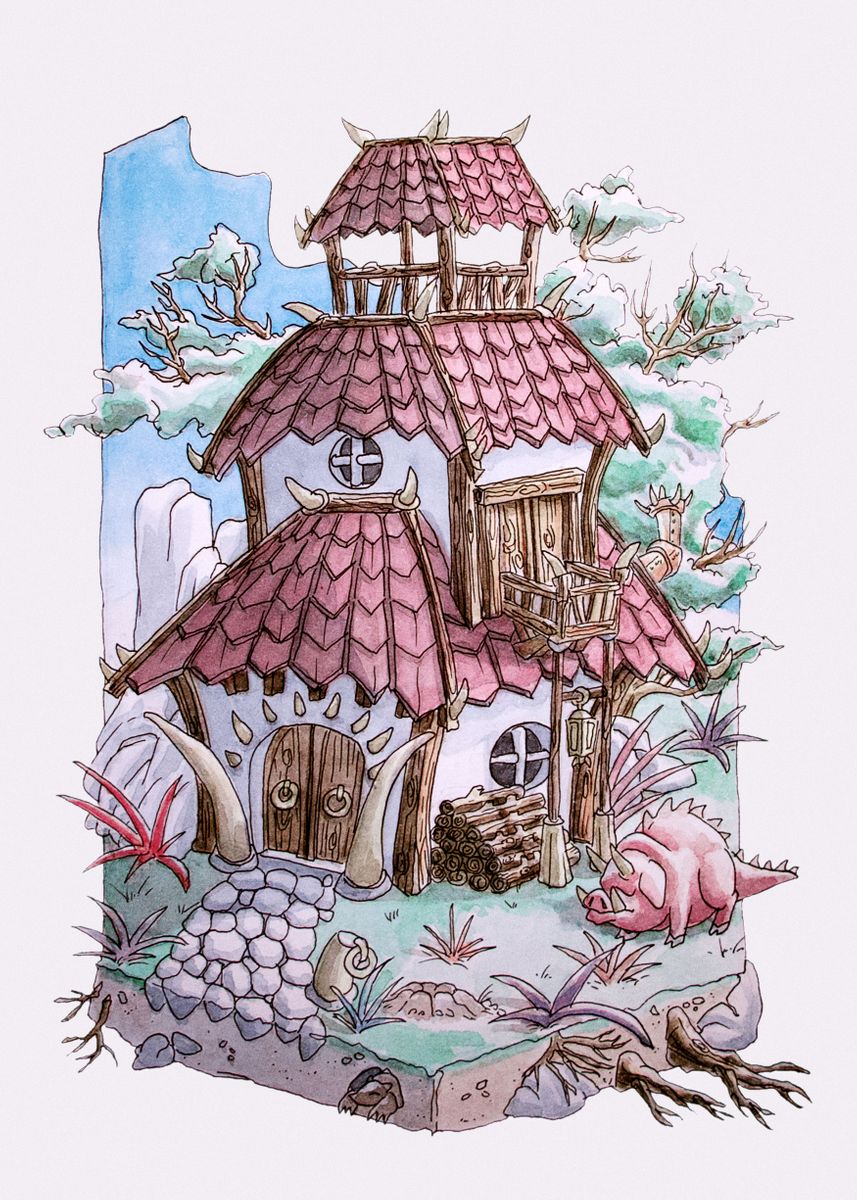 'Orc Farm' Poster, picture, metal print, paint by Tien Wen Wu | Displate