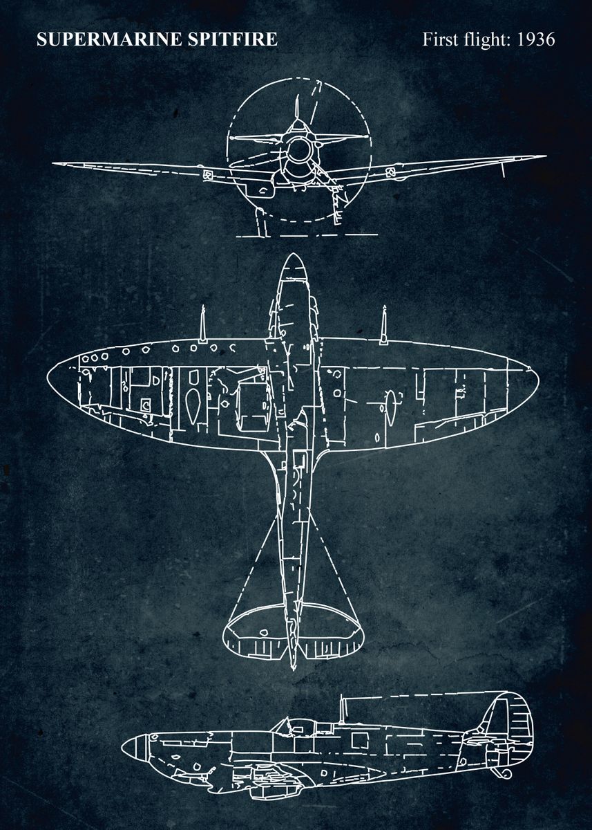 'No023 - SUPERMARINE SPITFIRE - First flight 1936' Poster, picture ...